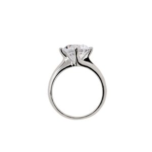 ORO LEONI 925 Sterling Silver Cubic Zirconia 7 Ct Round Solitaire Ring, Size 7