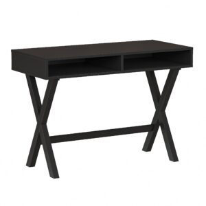 flash furniture dolly computer desk - black writing desk with open storage compartments - 42" long home office desk table for bedroom