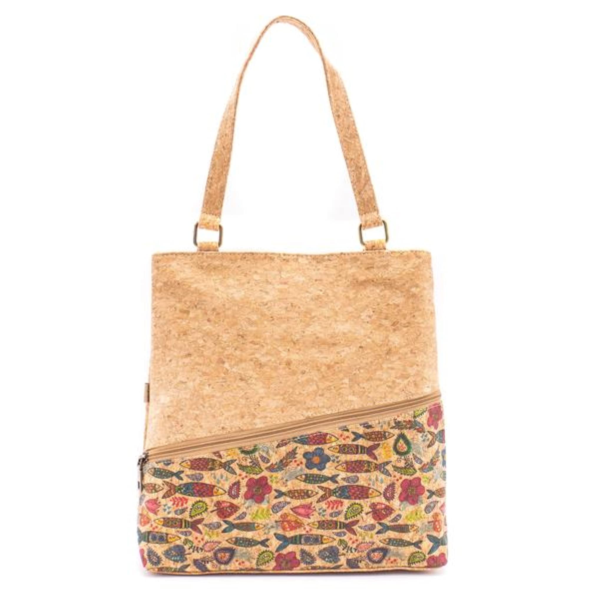 Cork Culture Cork Shoulder Bag Tote Eco Friendly Vegan purse Sustainable gift Handbag (Sardines)