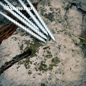 BONANA 4pcs Heavy Duty Tent Stakes Fluorescence Spiral Ground Anchors Pegs Beach Tent Nails Canopy Stakes for Pop Up Canopy, Ground, Garden, Red