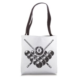 billiards 8 ball pool rack snooker player funny billiard tote bag