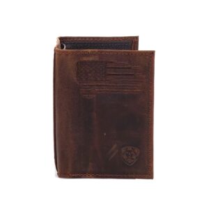 m & f men's trifold usa flag & logo leather wallet