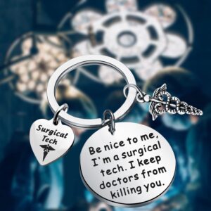 BAUNA Surgical Tech Keychain Surgical Technologist Gift I Keep Doctors From Killing You Jewelry for Surgical Nurse Doctor (Surgical Tech Keychain)