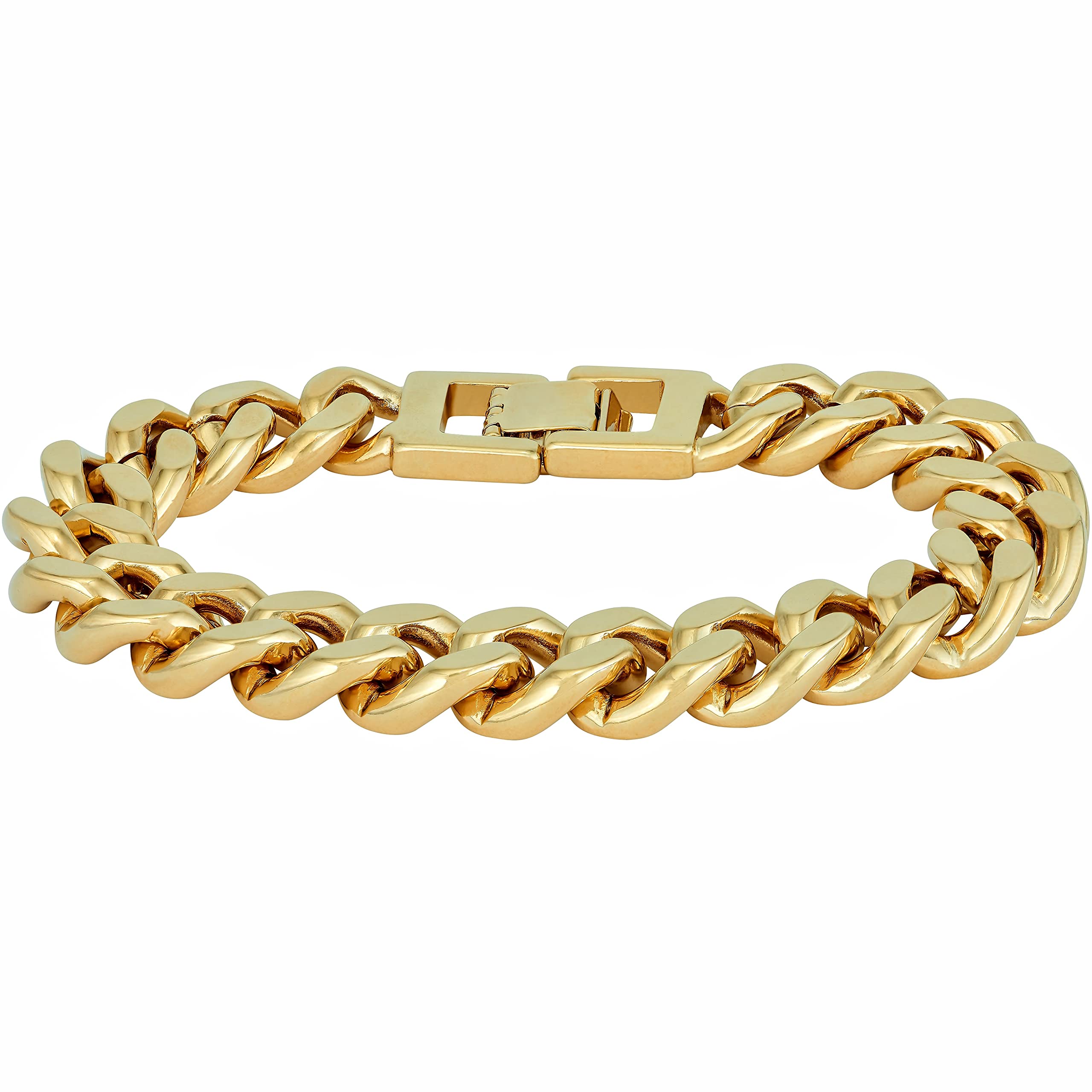 LIFETIME JEWELRY 14mm Diamond Cut Miami Curb Cuban Link Bracelet 24k Gold Plated (8)