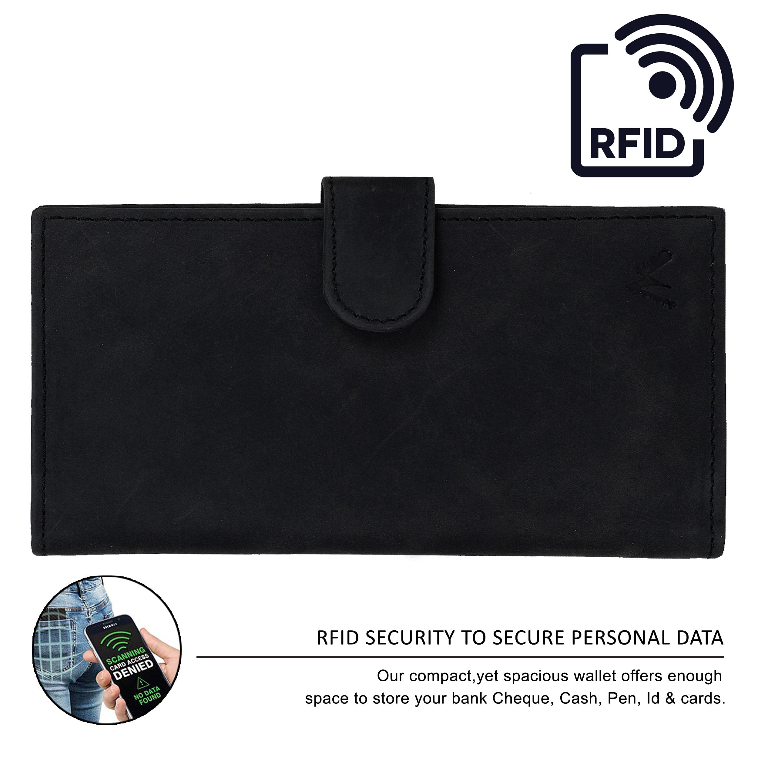 NeoMonte Handmade RFID Leather Checkbook Covers for Men and Women with 6 Credit Card & 1 ID Slot and Pen Holder