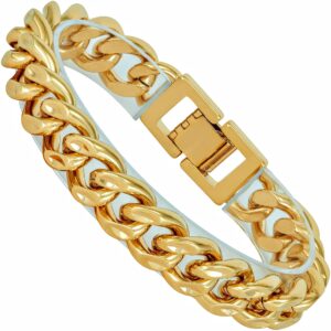 lifetime jewelry 14mm diamond cut miami curb cuban link bracelet 24k gold plated (8)