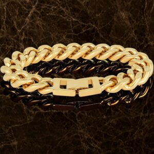 LIFETIME JEWELRY 14mm Diamond Cut Miami Curb Cuban Link Bracelet 24k Gold Plated (8)