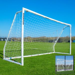 quickplay q-fold match soccer goal – 30-second folding design for easy setup | portable soccer net goal for backyard | weatherproof soccer goal post for adults & kids – [single goal]