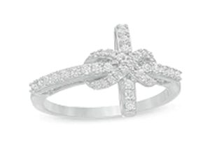 1/4 ct. t.w round cut simulated diamond sideways cross with infinity engagement ring 925 sterling silver (12)