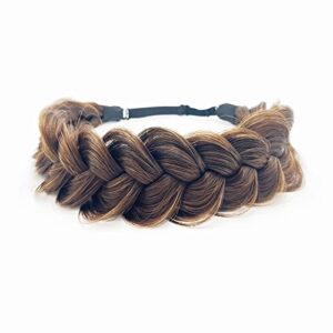 toecwegr synthetic hair braided headband classic wide strands wedding disorderly fluffy braids wig band women beauty accessory