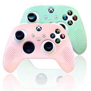 belugadesign pastel skin cover for controller | soft sleeve shell case with textured grip | compatible with xbox series x/s and xbox one (pink + green)