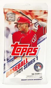 topps 2021 series 1 major league baseball cards | 16 cards in a factory sealed retail pack | 70th anniversary! | exclusive trading cards!