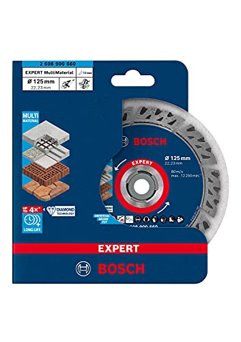 Bosch Professional 1x Expert MultiMaterial Diamond Cutting Disc (Ø 125 mm, Accessories Angle Grinder)