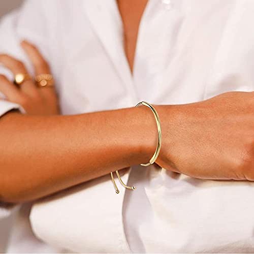 Gold Adjustable Slider Bracelets for Women Bar Friendship Bangle Bracelet Dainty Gold Bar Strand Bracelet Fashion Jewelry Gifts