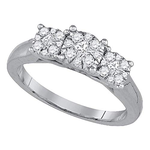 14kt White Gold Princess Diamond 3-stone Bridal Wedding Engagement Ring 1/2 Cttw