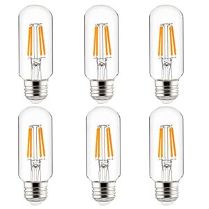 sunlite 40263 led filament t12 tubular light bulb, 3 watts (25w equivalent), 240 lumens, ul listed, 104 mm, medium e26 base, dimmable, 2200k amber, 6 count