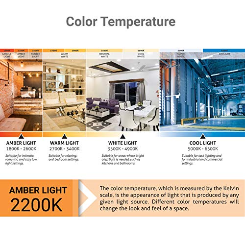 Sunlite 40263 LED Filament T12 Tubular Light Bulb, 3 Watts (25W Equivalent), 240 Lumens, UL Listed, 104 mm, Medium E26 Base, Dimmable, 2200K Amber, 6 Count