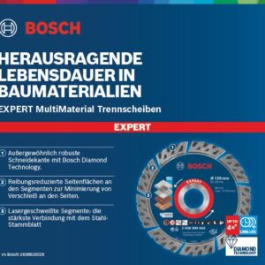 Bosch Professional 1x Expert MultiMaterial Diamond Cutting Disc (Ø 125 mm, Accessories Angle Grinder)