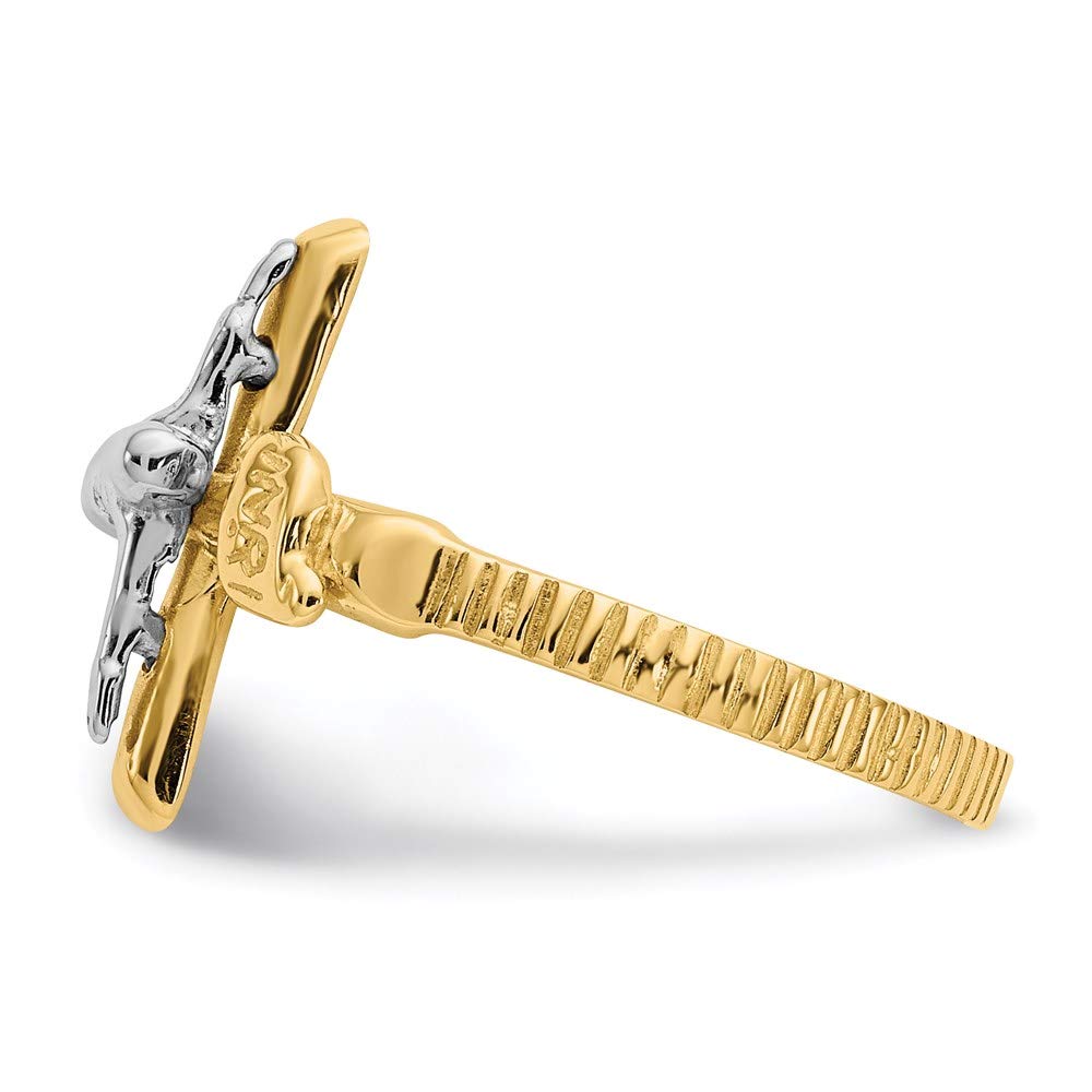 14k Two-tone Polished INRI Crucifix Ring style K5122