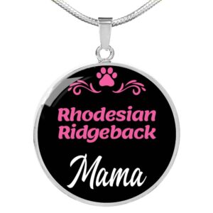 express your love gifts rhodesian ridgeback mama necklace circle pendant engravable 18k gold plated 18-22" dog mom pendant