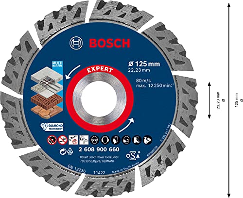 Bosch Professional 1x Expert MultiMaterial Diamond Cutting Disc (Ø 125 mm, Accessories Angle Grinder)