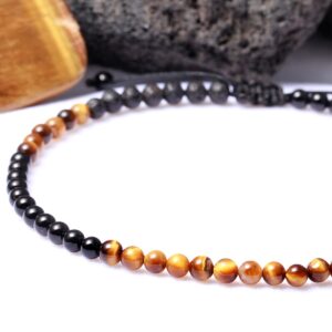 Jewever Anklet Bracelet For Women Healing Crystals Good Luck Gemstone Essential Oils Diffuser Jewelry (Tiger Eye/Lava Rock/Black Obsidian)