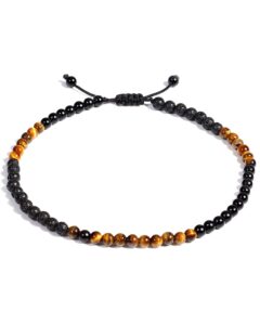 jewever anklet bracelet for women healing crystals good luck gemstone essential oils diffuser jewelry (tiger eye/lava rock/black obsidian)