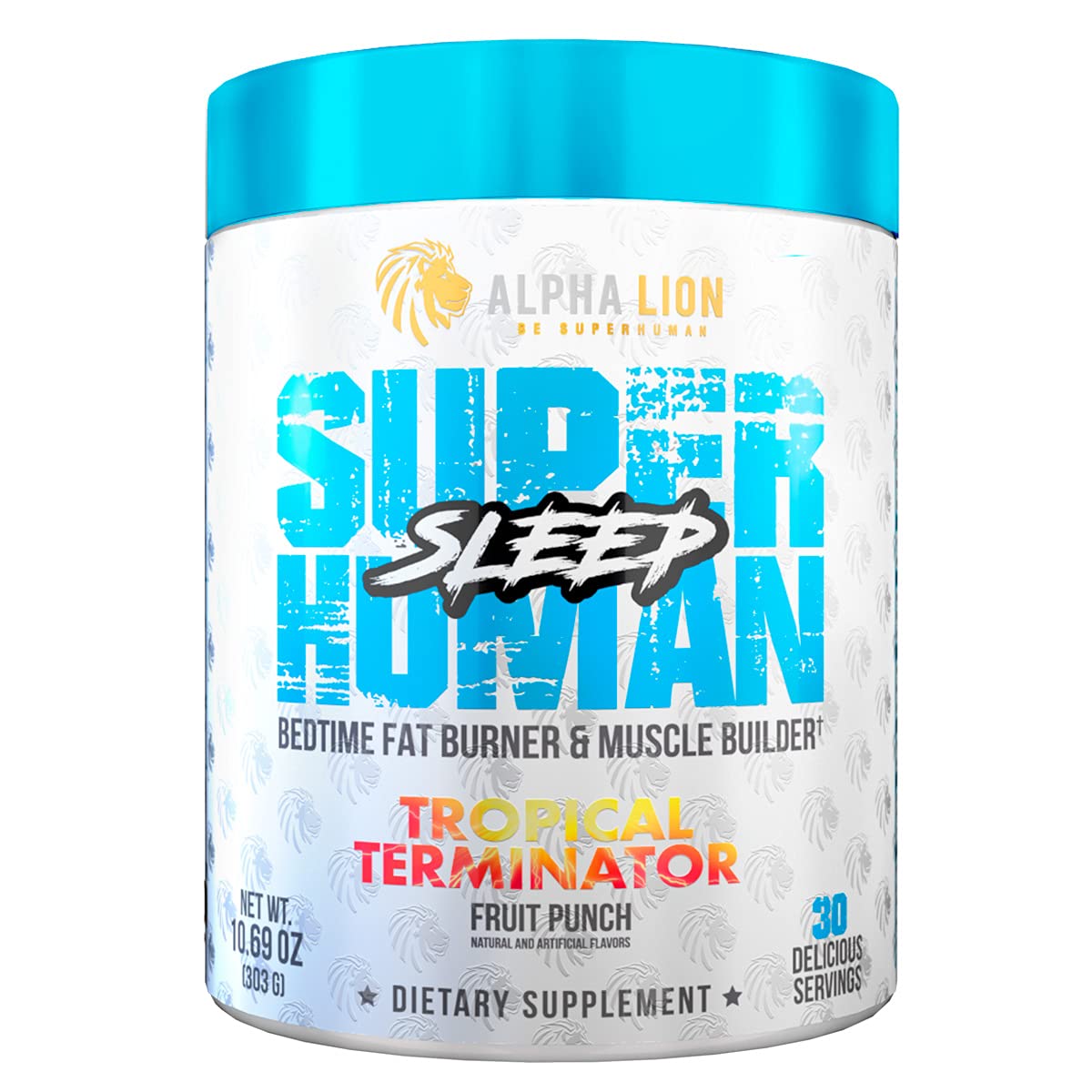 ALPHA LION Superhuman Sleep Supplement, Night Time Aid, Muscle Recovery, Muscle Builder & Gainer, Improves Body Composition (30 Servings, Fruit Punch Flavor)