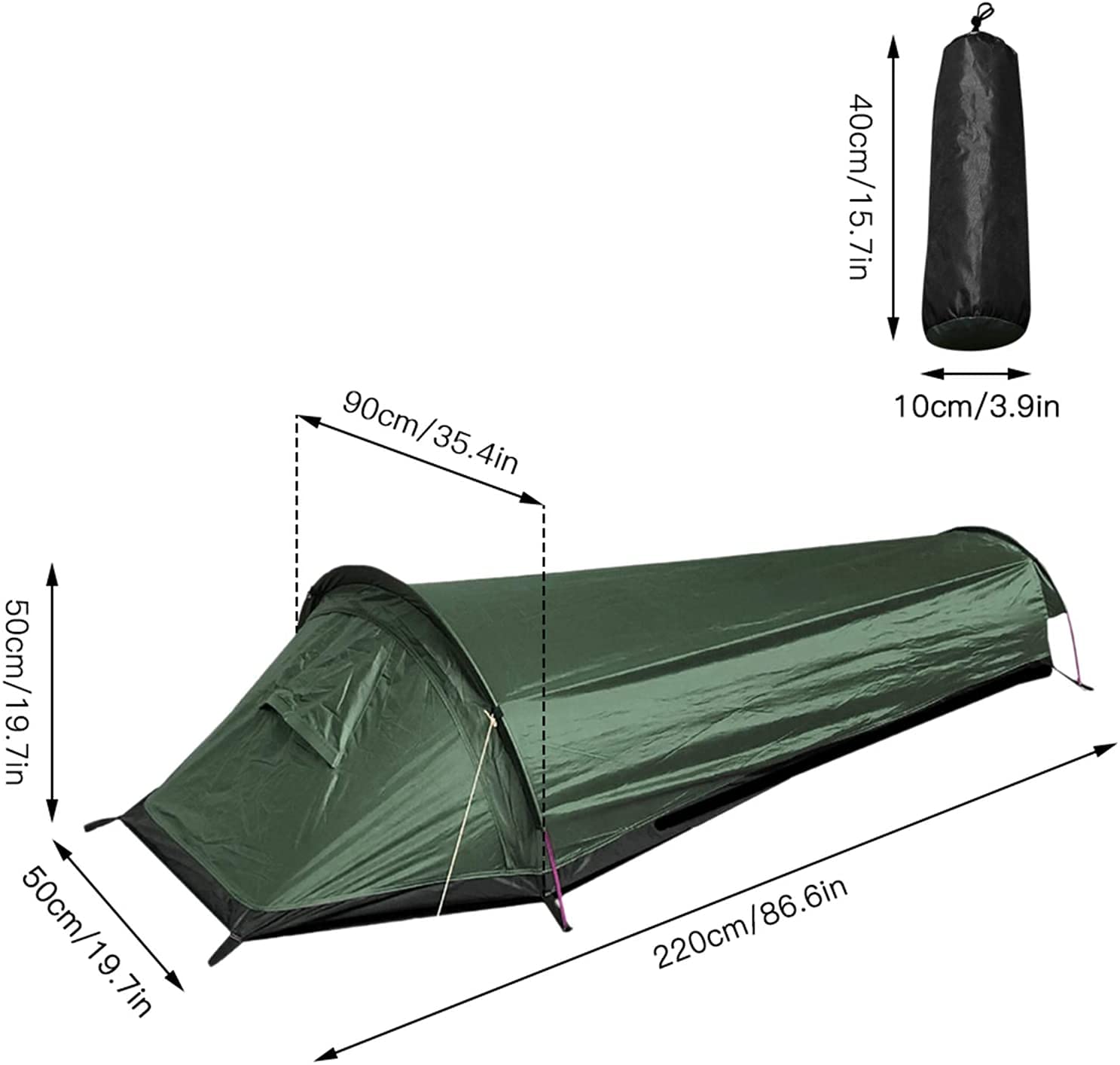 Augustusws Ultralight Bivvy Bag Tent, Compact Single Person Backpacking Larger Space Waterproof Sleeping Bag Cover Bivvy Sack for Outdoor Camping Survival