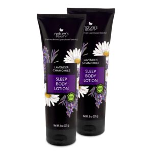 nature's beauty lavender chamomile sleep body lotion multi-pack - lightweight, non-greasy moisturizer to sooth & relax dry skin, made w/coconut, jojoba + moringa seed oils, 8 oz (2 pack)