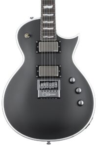 esp 6 string ltd deluxe ec-1000 evertune bb electric guitar, black satin, right, (lec1000etbbblks)