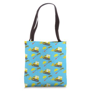 construction truck transportation pattern toddler kids boys tote bag