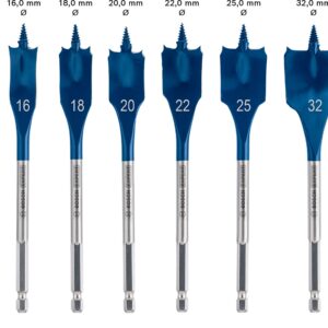 Bosch 7X Expert Self Cut Speed Spade Drill Bit Set (for Softwood, Particleboard, Ø 16-32 mm, Professional Accessory Rotary Drill/Drivers)