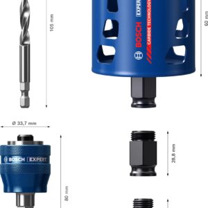 Bosch Professional 1x Expert Tough Material Hole Saw Starter Kits (Ø 51 mm, Accessories Rotary Impact Drill)