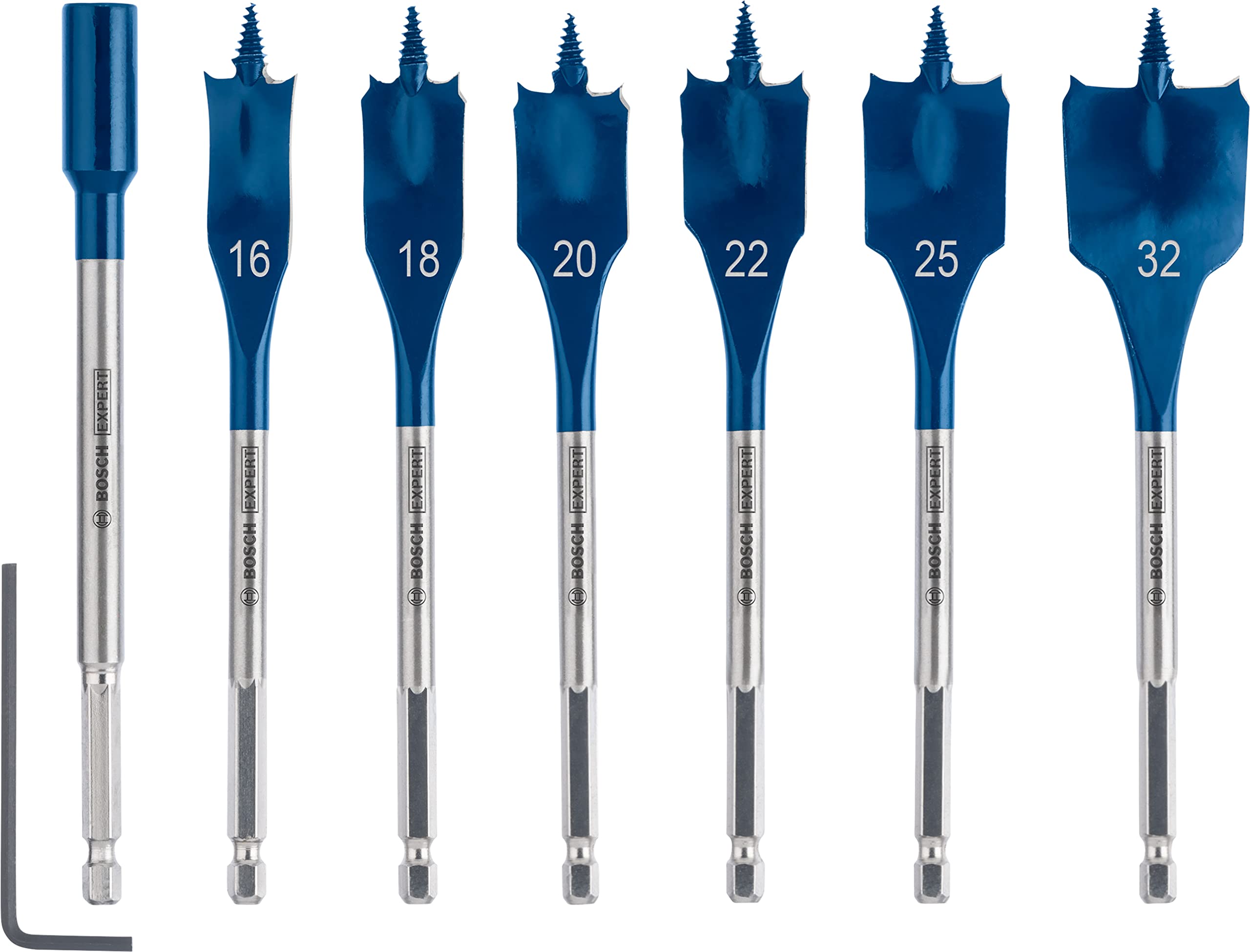 Bosch 7X Expert Self Cut Speed Spade Drill Bit Set (for Softwood, Particleboard, Ø 16-32 mm, Professional Accessory Rotary Drill/Drivers)