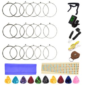 electric guitar strings 3 full sets and guitar tuner guitar restringing tool guitar capo guitar picks and other useful tools