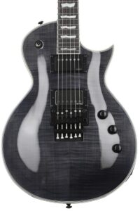 esp 6 string ltd deluxe ec-1000fr electric guitar, see thru black, right, (lec1000frfmstblk)