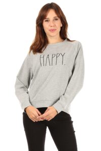 rae dunn women's studio raglan sweatshirt, medium