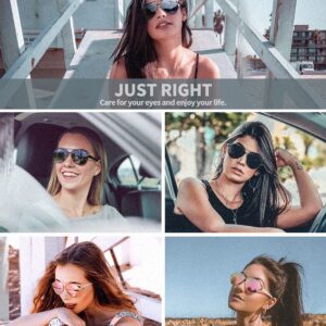 AWGSEE Aviator Sunglasses for Women Polarized UV Protection Sun glasses Mirrored Lens