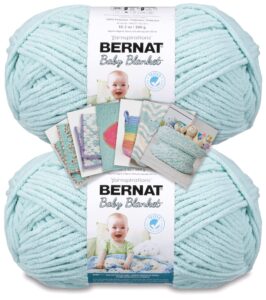 bernat baby blanket yarn - big ball (10.5 oz) - 2 pack with pattern cards in color (seafoam)