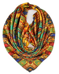 your smile silk like scarf women's fashion pattern large square satin headscarf,gold totem