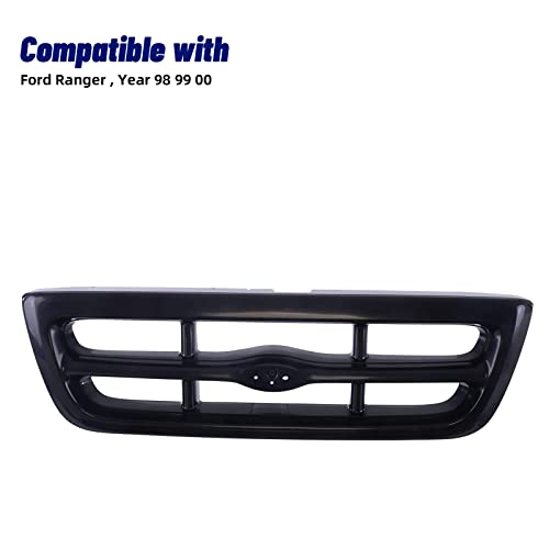 JustDrivably Replacement Parts Front Grille Grill Assembly With Black Shell And Insert Compatible With 1998-2000 Ford Ranger FO1200344 F87Z8200FA