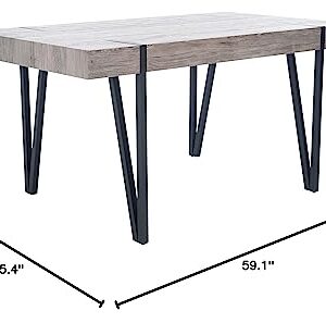 SAFAVIEH Home Collection Alyssa Mid-Century Rustic Industrial Grey Oak/Black Dining Room Table DTB7000C, 0