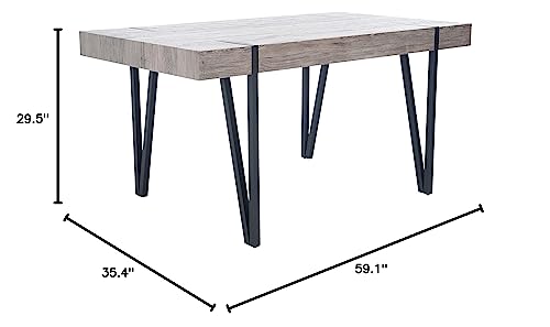 SAFAVIEH Home Collection Alyssa Mid-Century Rustic Industrial Grey Oak/Black Dining Room Table DTB7000C, 0