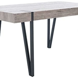 SAFAVIEH Home Collection Alyssa Mid-Century Rustic Industrial Grey Oak/Black Dining Room Table DTB7000C, 0