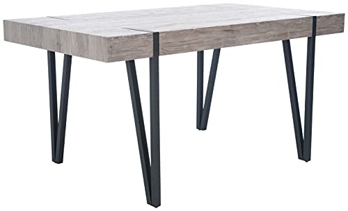 SAFAVIEH Home Collection Alyssa Mid-Century Rustic Industrial Grey Oak/Black Dining Room Table DTB7000C, 0