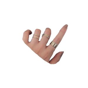 yheakne boho rings set stackable knuckle finger rings gold band rings minimalist midi rings modern finger rings accessories for women and teen girls gifts (gold)