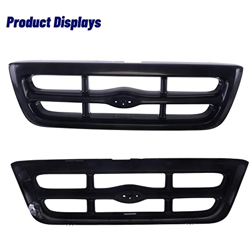 JustDrivably Replacement Parts Front Grille Grill Assembly With Black Shell And Insert Compatible With 1998-2000 Ford Ranger FO1200344 F87Z8200FA