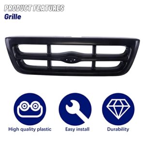 JustDrivably Replacement Parts Front Grille Grill Assembly With Black Shell And Insert Compatible With 1998-2000 Ford Ranger FO1200344 F87Z8200FA