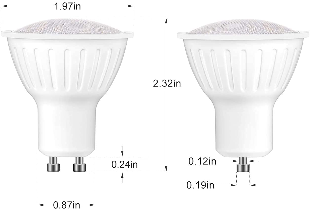 Dimmable GU10 LED Bulbs 4000K - 90% Energy Saving, 120-Volt, Natural light Bulb, 650-Lumen, 7Watt(60-Watt Equivalent Halogen Bulb), Gu10 120°Wide beam angle, 6 Pack